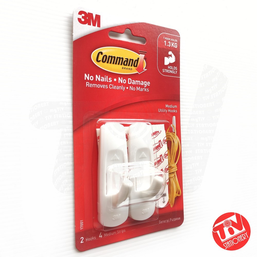 Jual Pengait Dinding 3M Command 17001 Medium Hooks (2 pcs + 4 strips ...