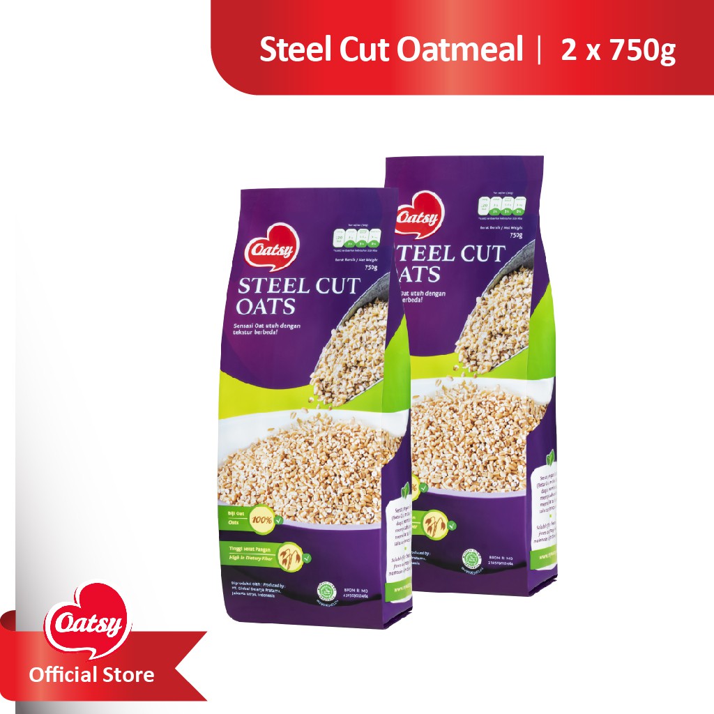 Jual OATSY Steel Cut Oats 750g (Double Pack) | Shopee Indonesia