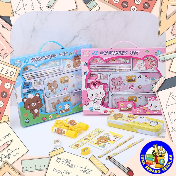 Jual Stationery Set Isi 8 in 1 Cute Teddy Bear S8016 | Shopee Indonesia
