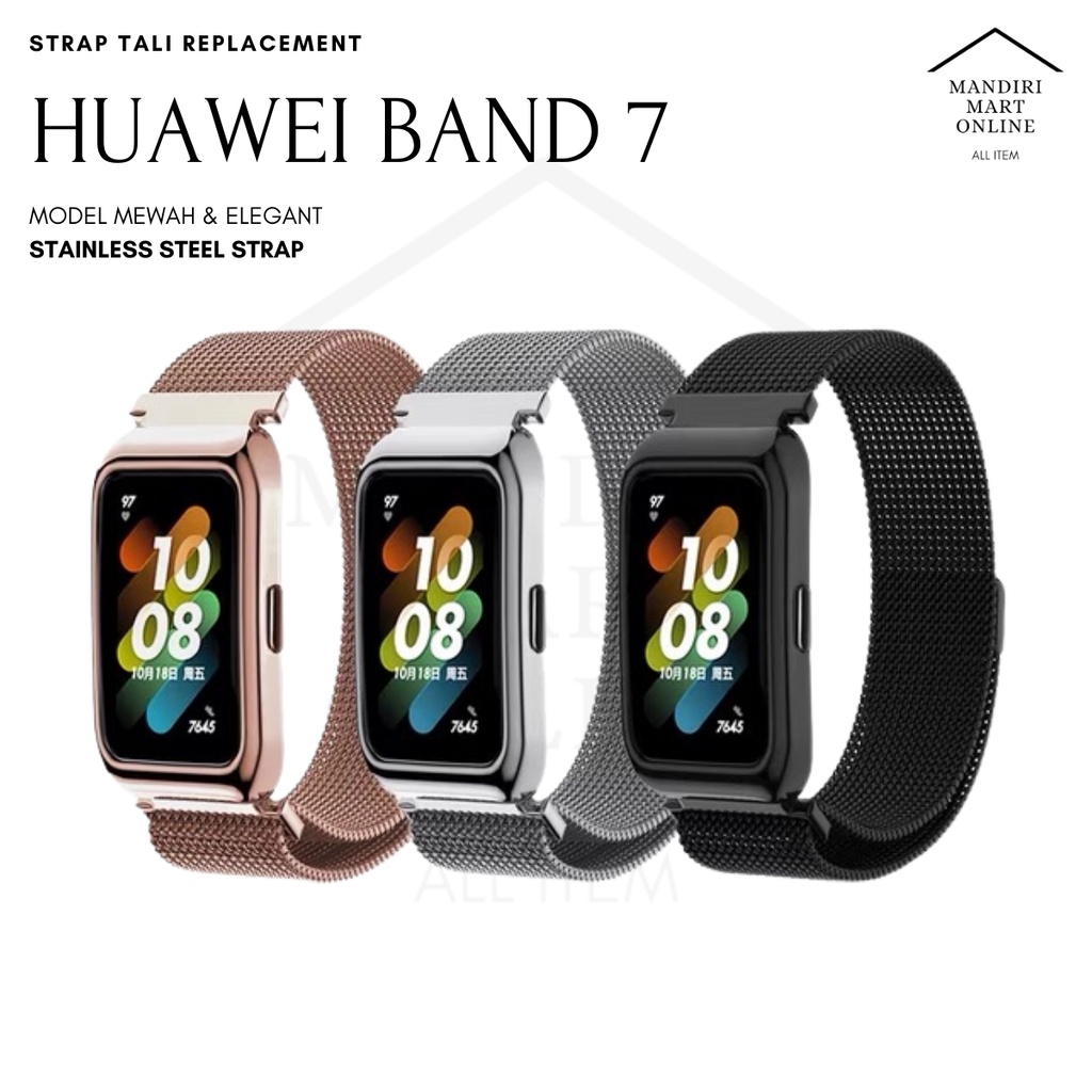Jual Strap Huawei Band 7 Metal Stainless Strap Huawei Band 7 Milanese ...