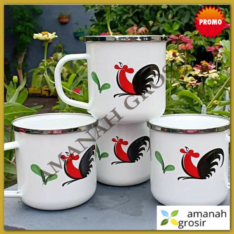 Jual Mug Enamel Kedaung 9cm Kukuruyuk ( Ayam Jago )/cangkir 9cm enamel ...