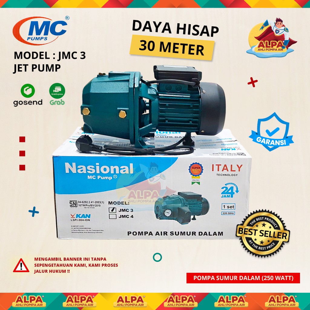 Jual Pompa Air Nasional MC Jet Pump 255 - JMC.3 & DABALTO Type DP-255A ...
