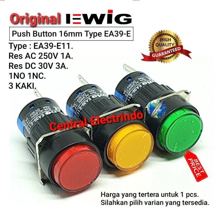 Jual Listrik Push Button Return Ewig Ac 220V Ea39-E11 16Mm 3 Kaki 1No ...
