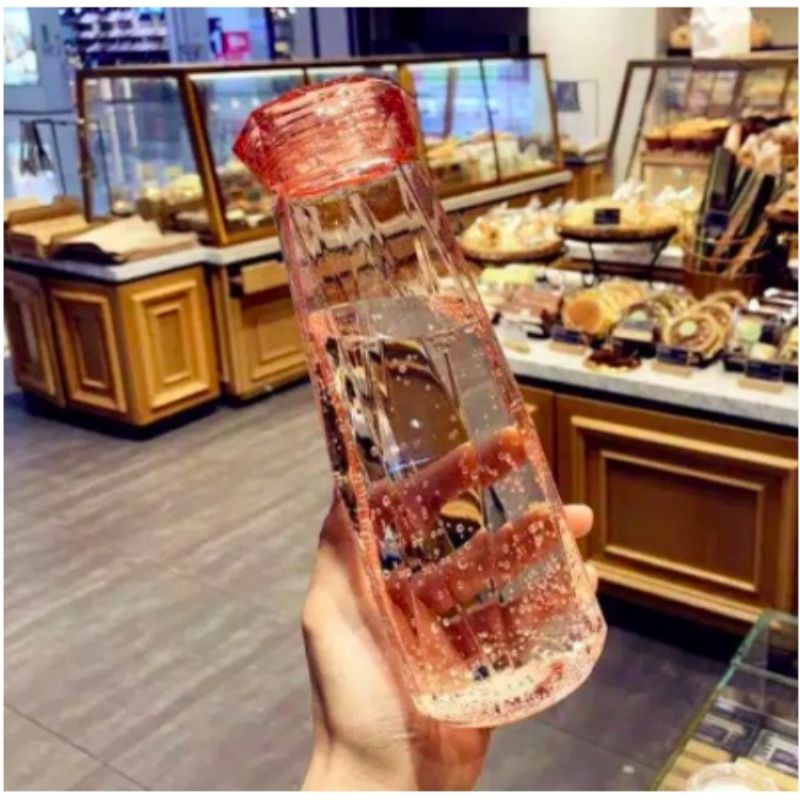Jual Botol Minum Kaca Diamond Import Pink 450ml | Shopee Indonesia
