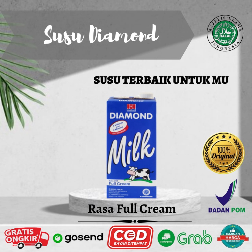 Jual Susu Diamond Fresh Milk / Susu Segar UHT Full Cream 1liter ...