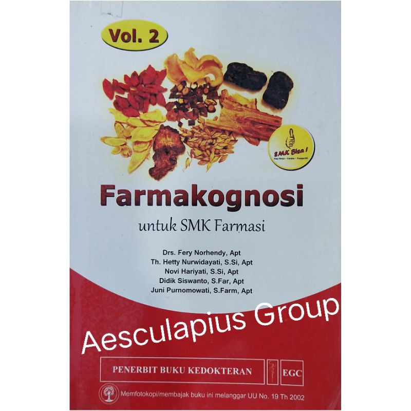 Jual Farmakognosi Untuk SMK Farmasi Vol.2/EGC | Shopee Indonesia