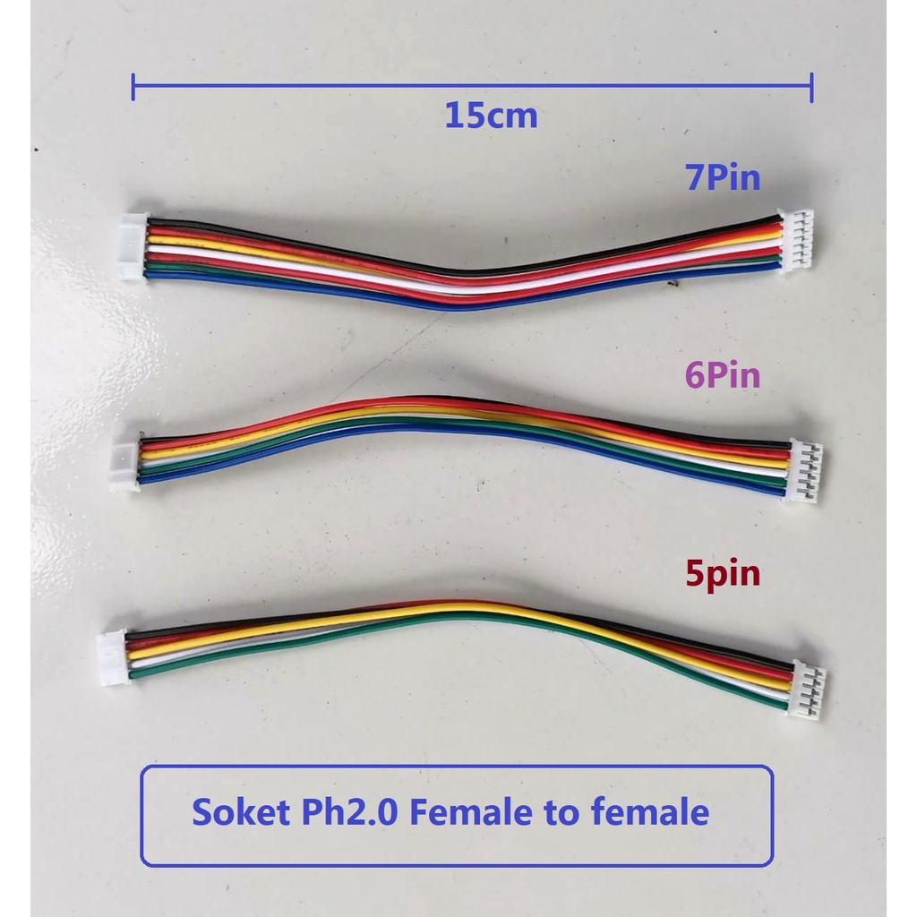 Jual 15cm Kabel Konektor Soket JST PH 2.0 2pin 3pin 4pin 5Pin 6Pin 7Pin Female to Female 15Cm ...