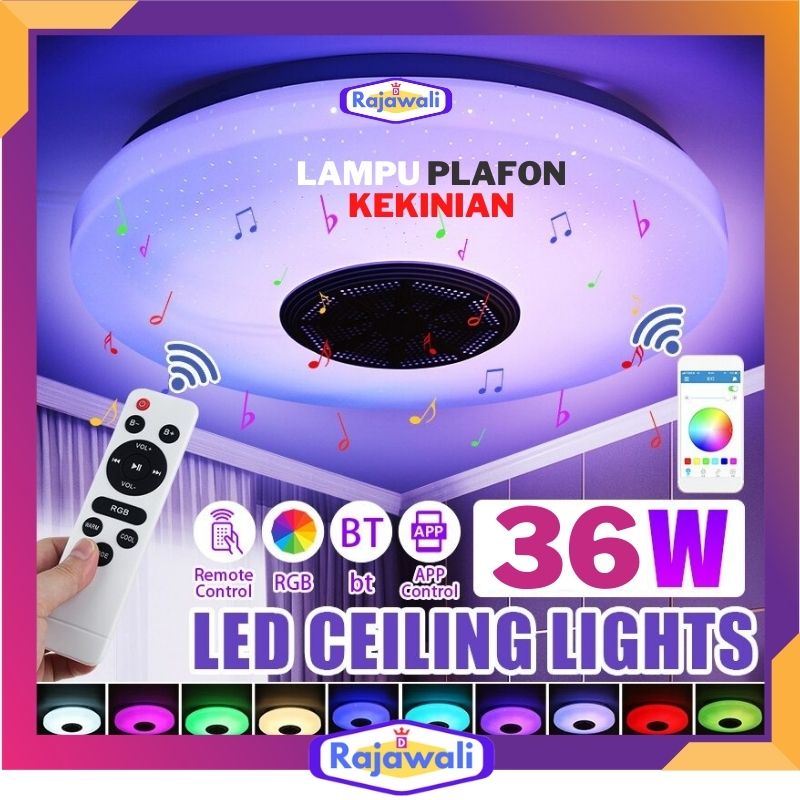 Jual Lampu Plafond Smart LED RGB Speaker Musik Light Bluetooth Remote ...