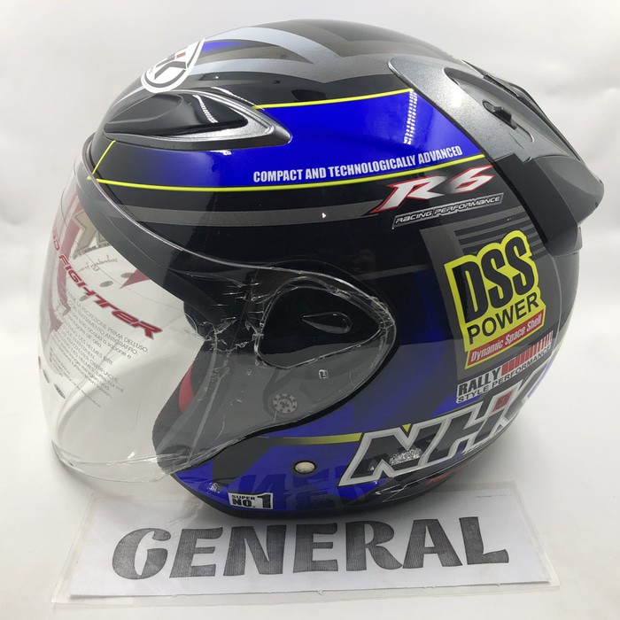 Jual Helm NHK R6 Motif Rally #2 Black Blue Glossy Hitam Biru Half Face ...
