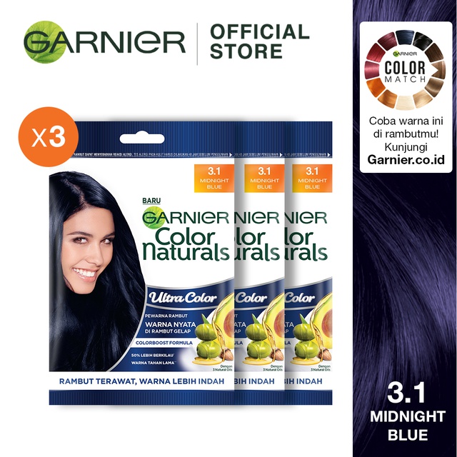 Jual Garnier Color Natural Ultra Color Midnight Blue - 3 pcs | Shopee ...