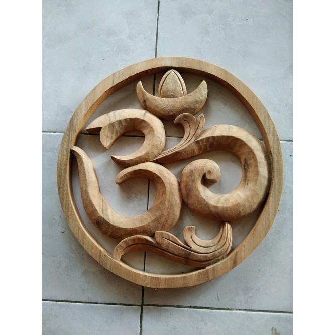 Jual Ukiran Bali Pandil Kayu Omkara India 40cm | Shopee Indonesia