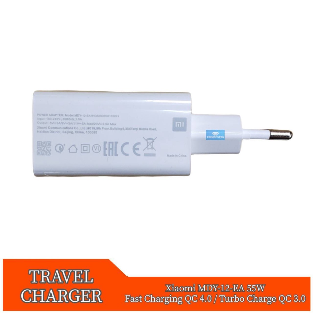 Jual Travel Charger Xiaomi MDY-12-EA 55W Fast Charging QC 4.0 / Turbo ...