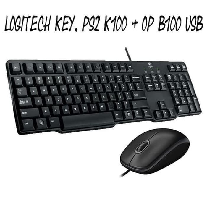 Jual LOGITECH Kb K100 Ps2+Ms B100 USB Black | Shopee Indonesia