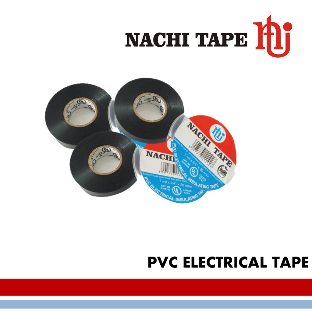 Jual ISOLASI LISTRIK NACHI / PVC TAPE NACHI HITAM 19 MM X 20 M ...