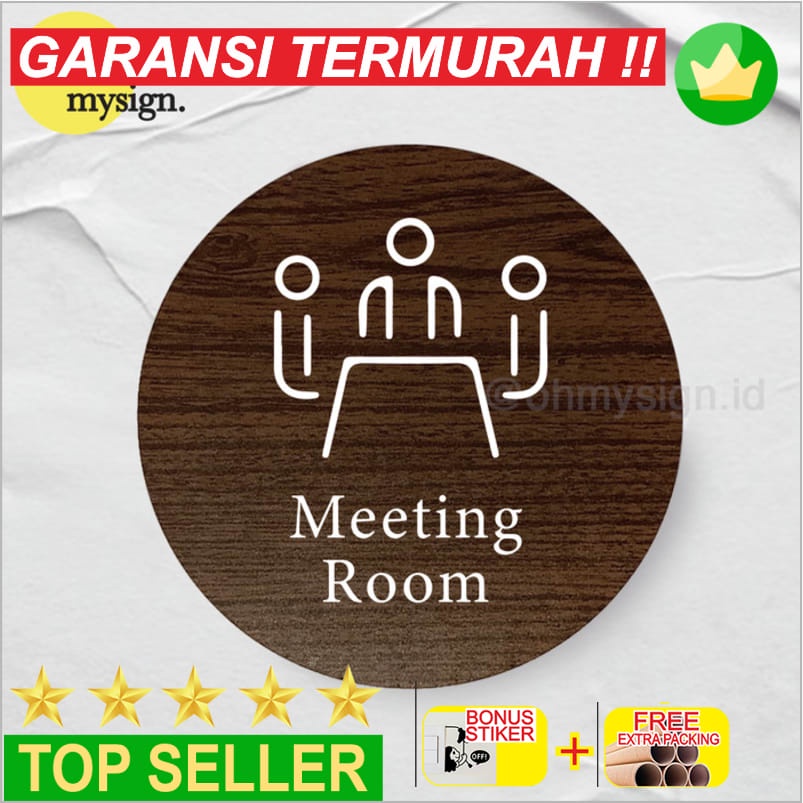 Jual Grosir Meeting Room Ruang Rapat Sign Board Kayu Bulat Print ...