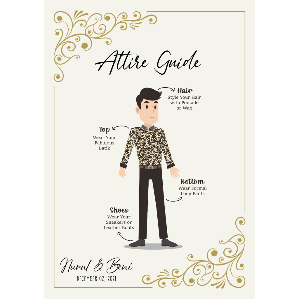 Jual (NO PRE-ORDER) Aesthetic Attire Guide and Groomsman Card (UKURAN ...