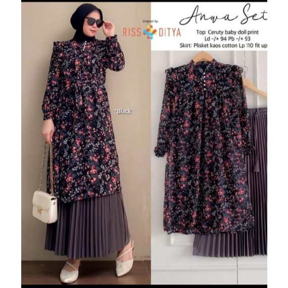 Jual Anva Setelan Original By RissDitya Hijab Bahan Ceruty | Shopee ...
