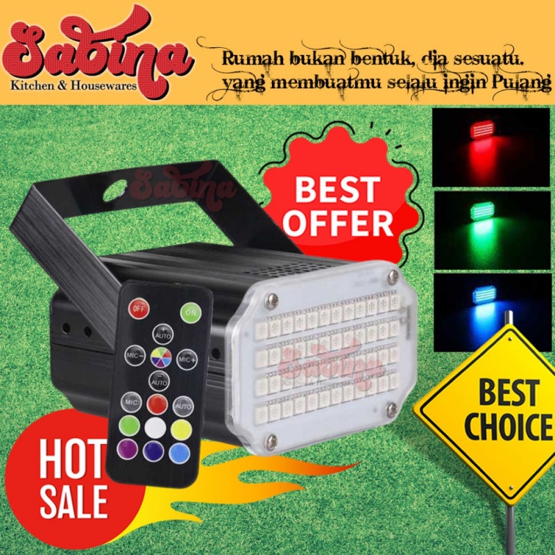 Jual Lampu Strobe Panggung Disco DJ RGB 48LED 12W Sensor Suara Remote ...