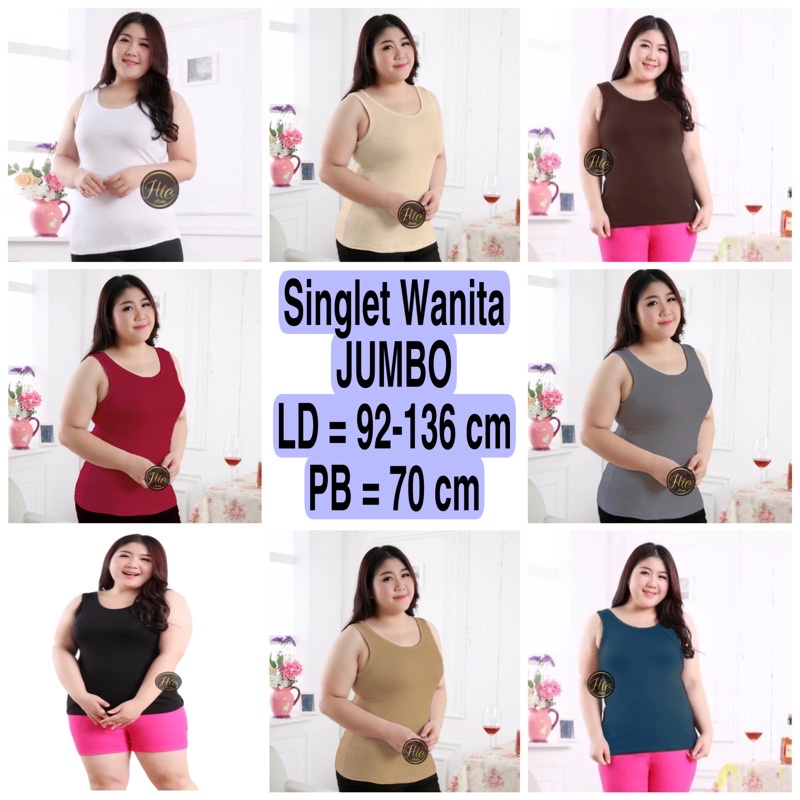 Jual HLC - Singlet Wanita JUMBO / Tank Top JUMBO Tali Lebar | Shopee Indonesia