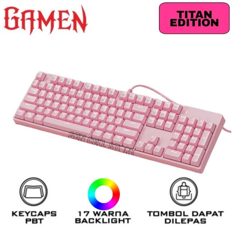 Jual Keyboard Gaming GAMEN TITAN Edition Pink Mechanical 17 Warna ...