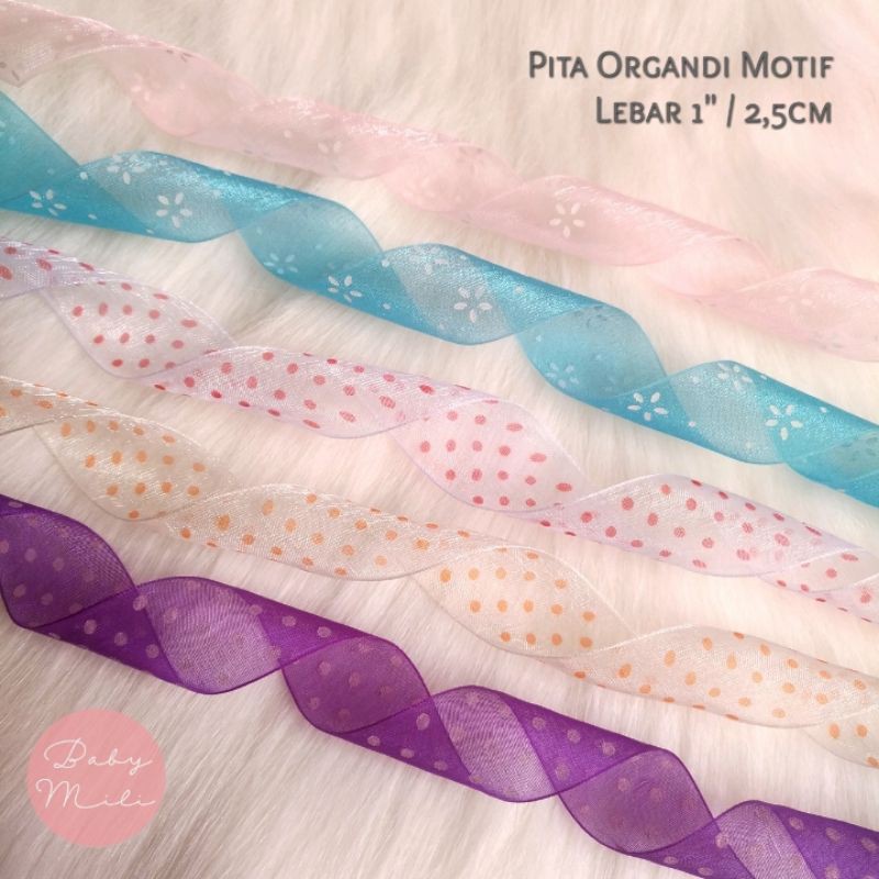 Jual Pita Organdi Motif 1 inch per 5&10 meter | Shopee Indonesia