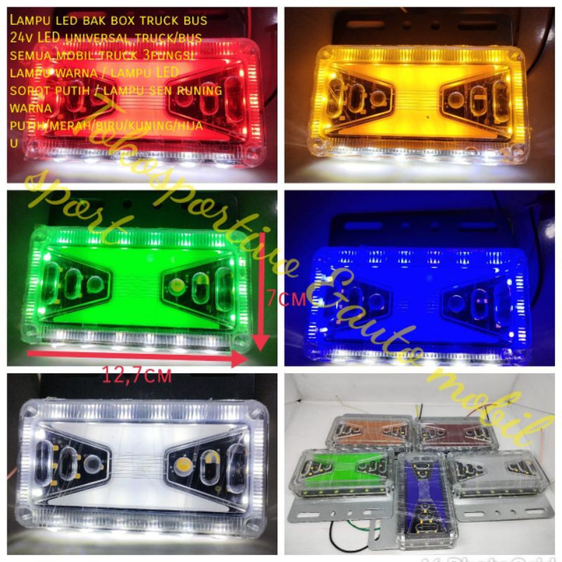 Jual Lampu LED bak truk bus mobil box variasi Lampu truck bus elf 24v model kotak Full LED +sen ...