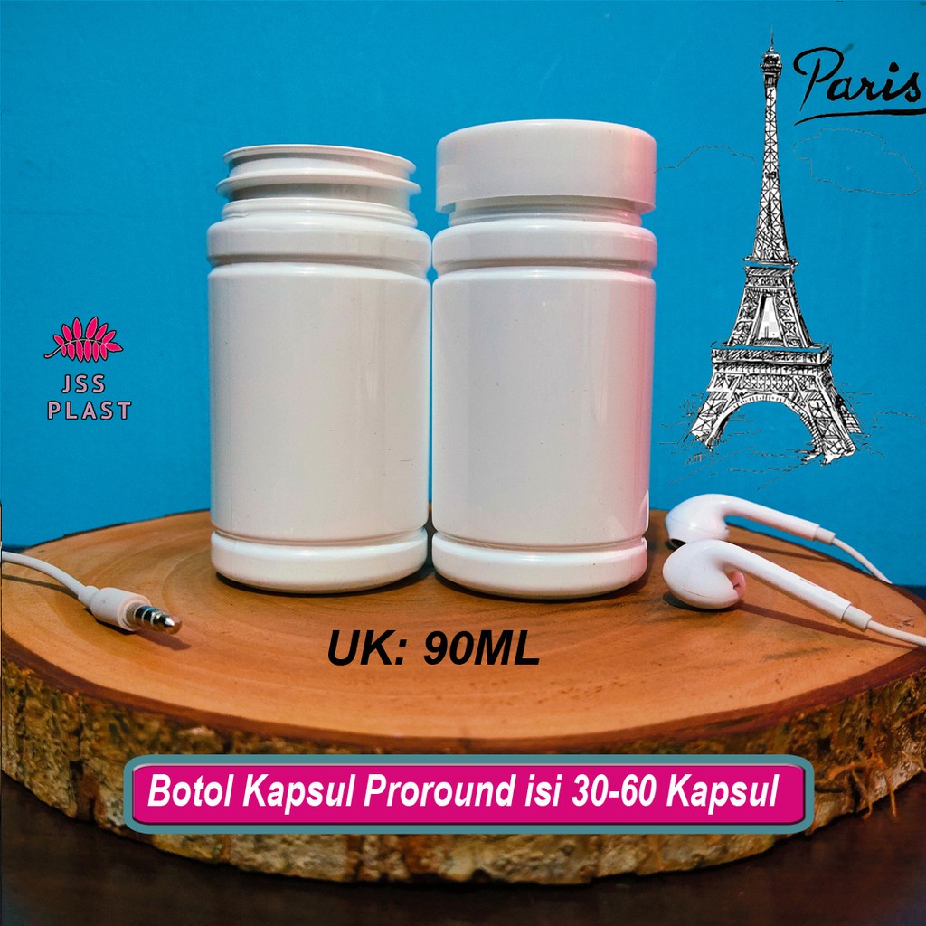 Jual Botol kapsul proround isi 30-60 kapsul Ukuran 100ml + Slup Inner ...