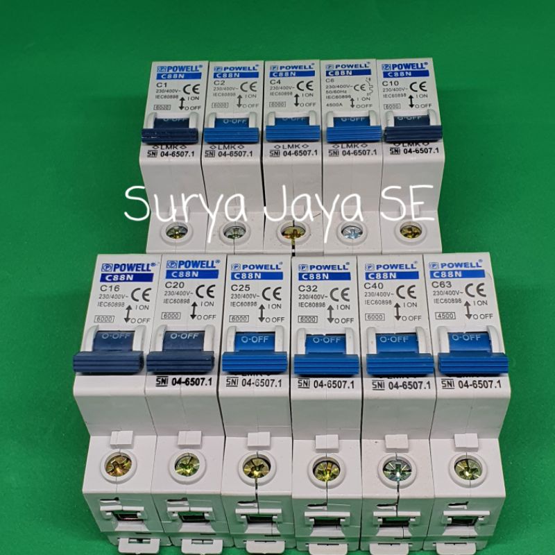Jual MCB 1A 2A 4A 6A 10A 16A 20A 25A 32A 40A 63A Powell 1 Phase SNI ...