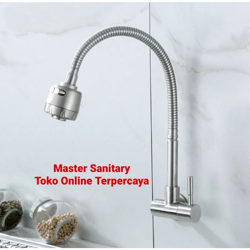 Jual Kran Kitchen Sink Stainless SUS 304 Fleksibel Tembok /Keran Cuci Piring Fleksibel Dinding ...