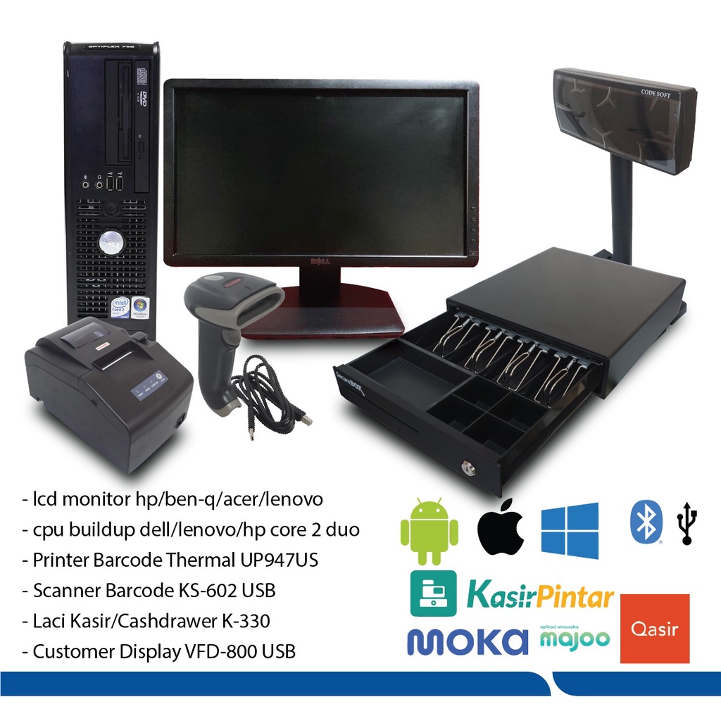 Jual Komputer kasir lengkap Fullset dengan customer diaplay ll Pc kasir ...