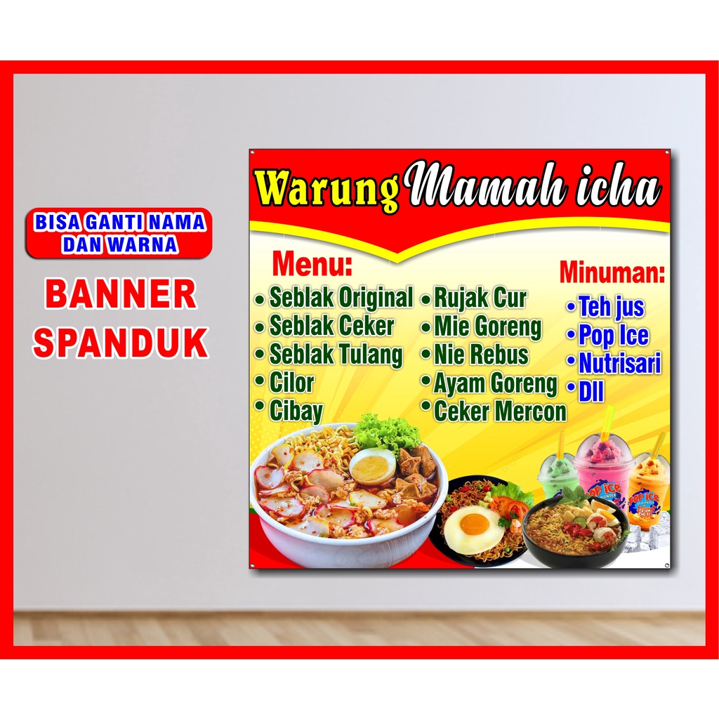 Jual Cetak spanduk Makanan Minuman, banner Makanan Warung 100 x 100 COD ...