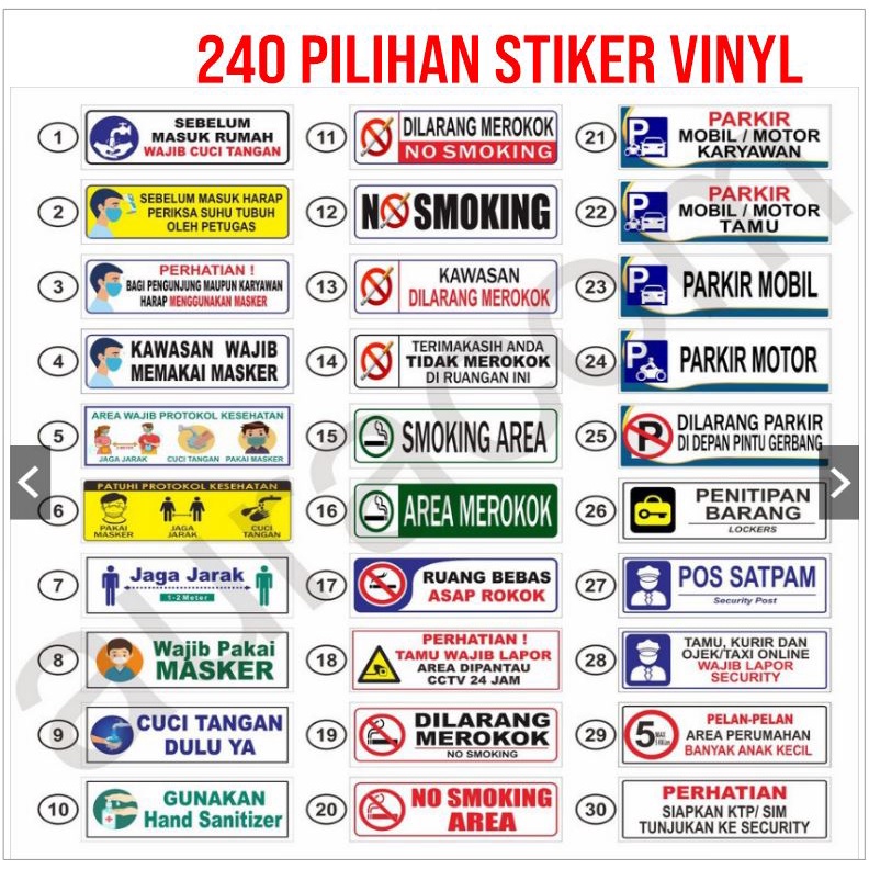Jual COD, 240 PILIHAN STIKER HIMBAUAN, LARANGAN, BAHAN STIKER VINYL ...