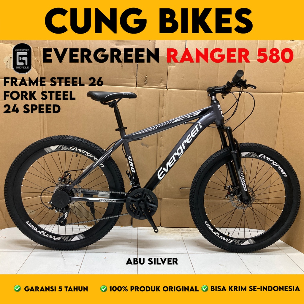 Jual Sepeda gunung MTB 26 Inch Evergreen 580 Velg Tinggi Double disc ...