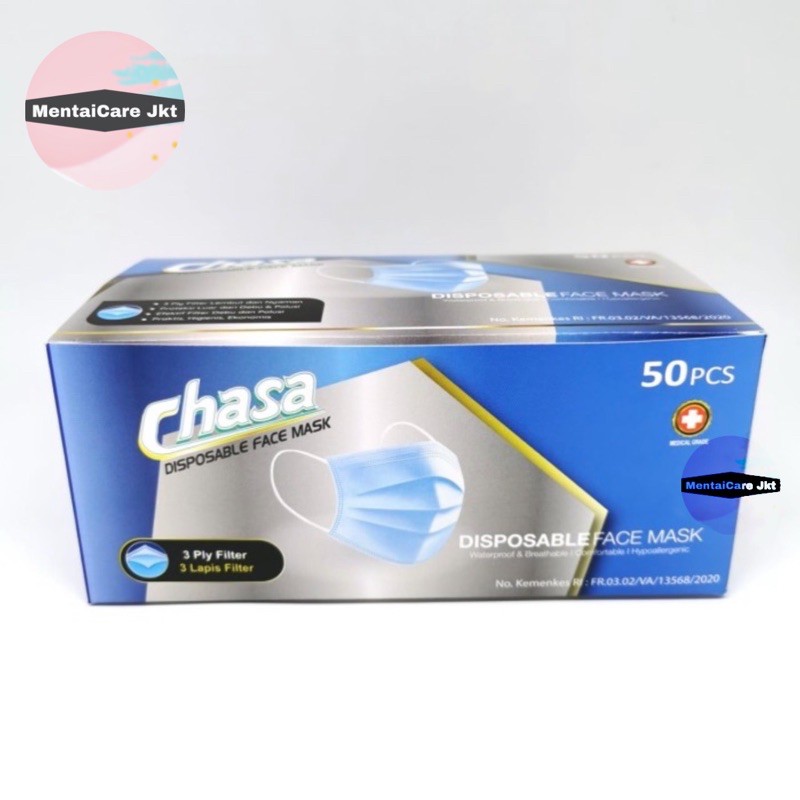 Jual Masker 3 ply TERMURAH Chasa earloop isi 50pcs | Shopee Indonesia
