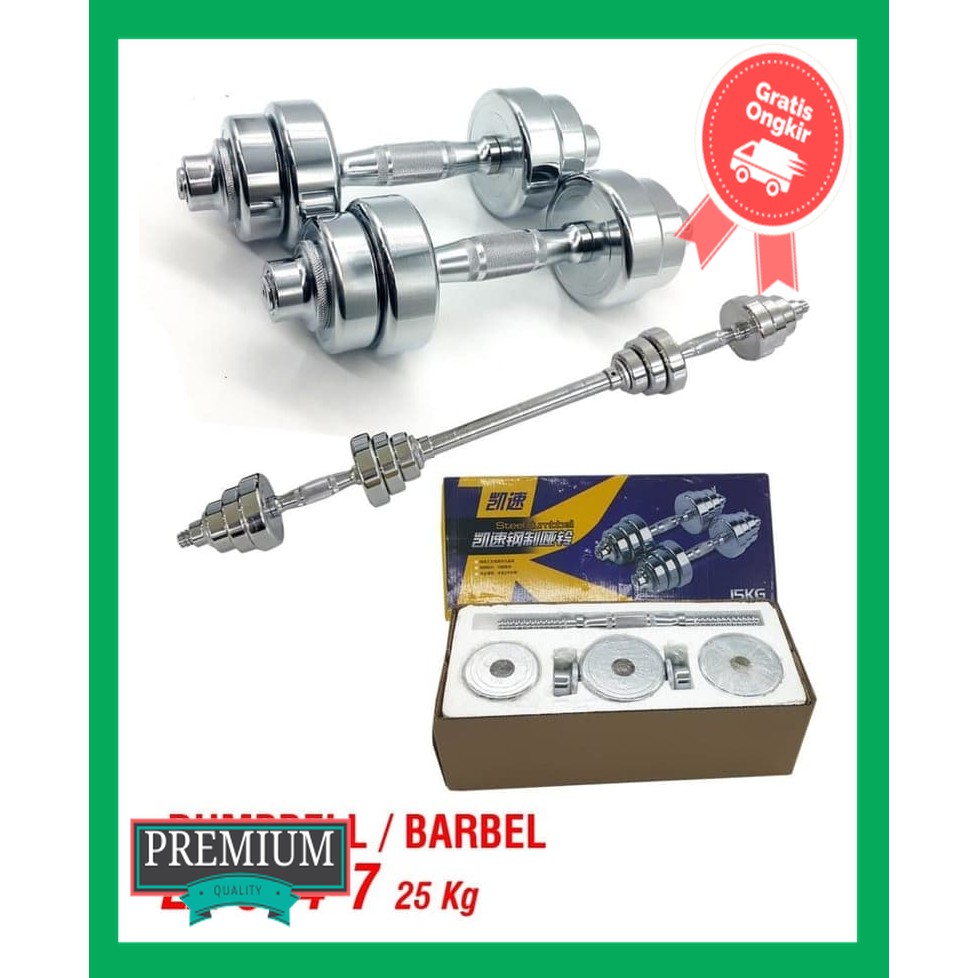 Jual Promo Dumbel Barbel Set Max 25Kg Tiang Angkat Beban Besi 2 Pcs 25 ...