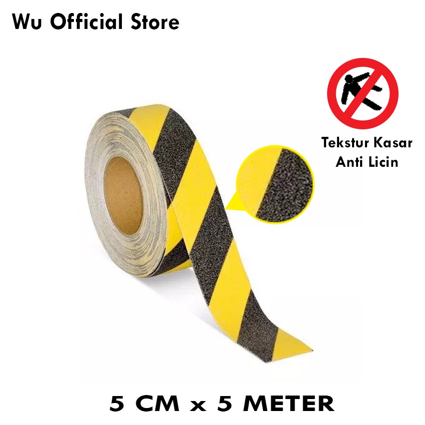 Jual Lakban Anti Slip Tangga / Safety Walk Tape / Anti Licin Lantai Hitam Kuning Zebra kualitas ...