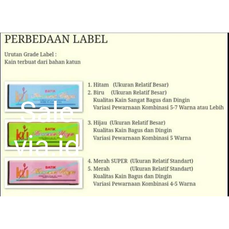 Jual Perbedaan Label Batik Kencana Ungu/KU Hitam KU Biru KU Hijau KU ...