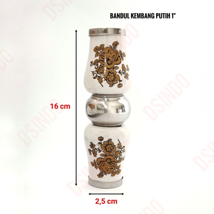 Jual Bandul Keramik Bunga Kembang 1" Aksesoris Stainless Steel - Putih ...