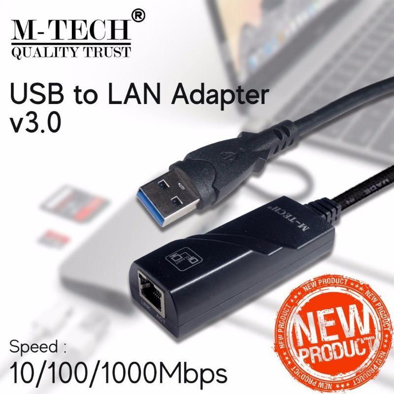 Jual USB 3.0 to Ethernet Adapter 10/100/1000Mbps USB Lan Gigabit M-Tech | Shopee Indonesia
