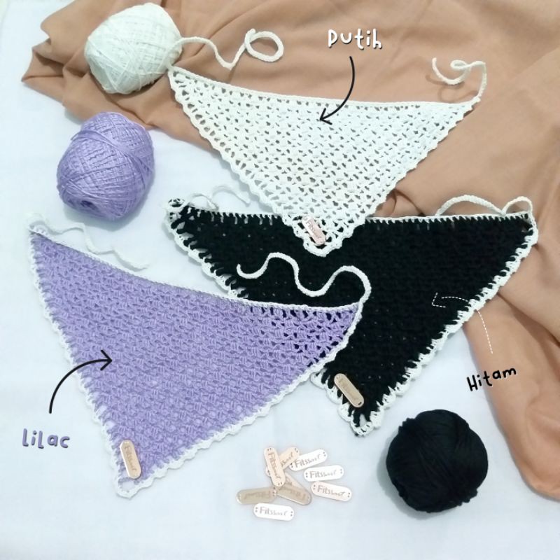 Jual Crochet bandana bando rajut segitiga crochet headband | Shopee ...