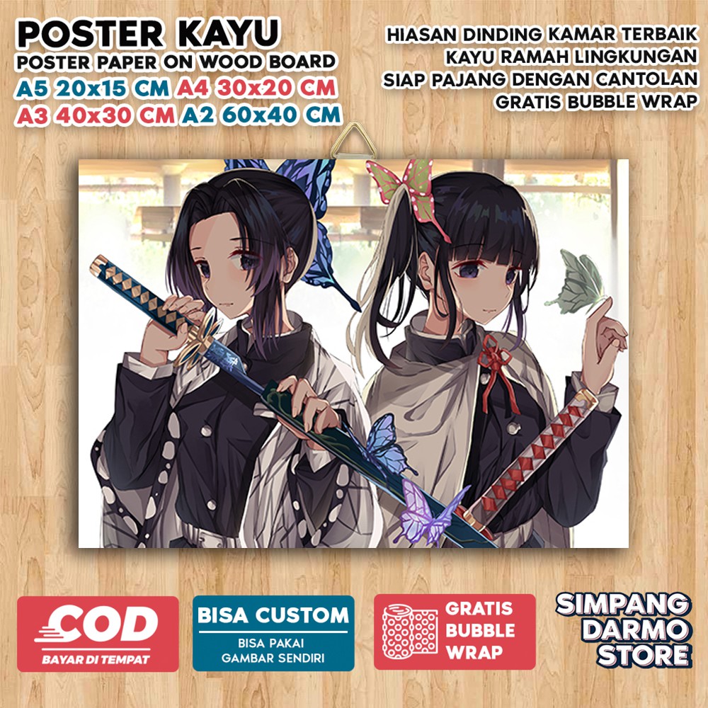 Jual Poster Kayu Kimetsu No Yaiba Terbaru Dark Aestehic Tema Anime Wibu ...