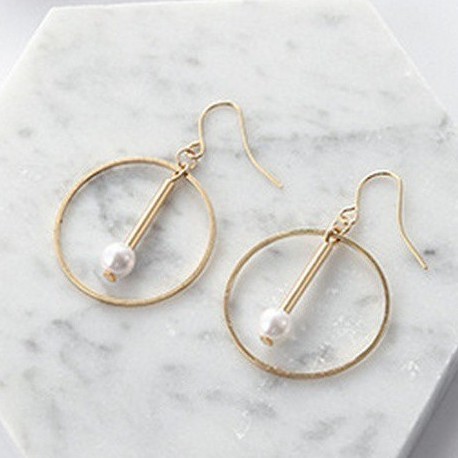 Jual anting wanita simple tusuk ring bulat mutiara gantung fashion ...