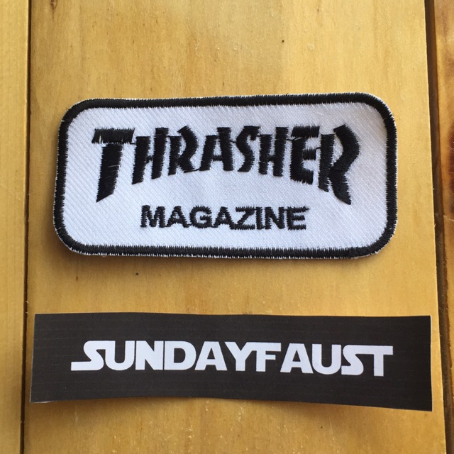 Jual Patch/Emblem bordir jahit Thrasher Magazine putih | Shopee Indonesia