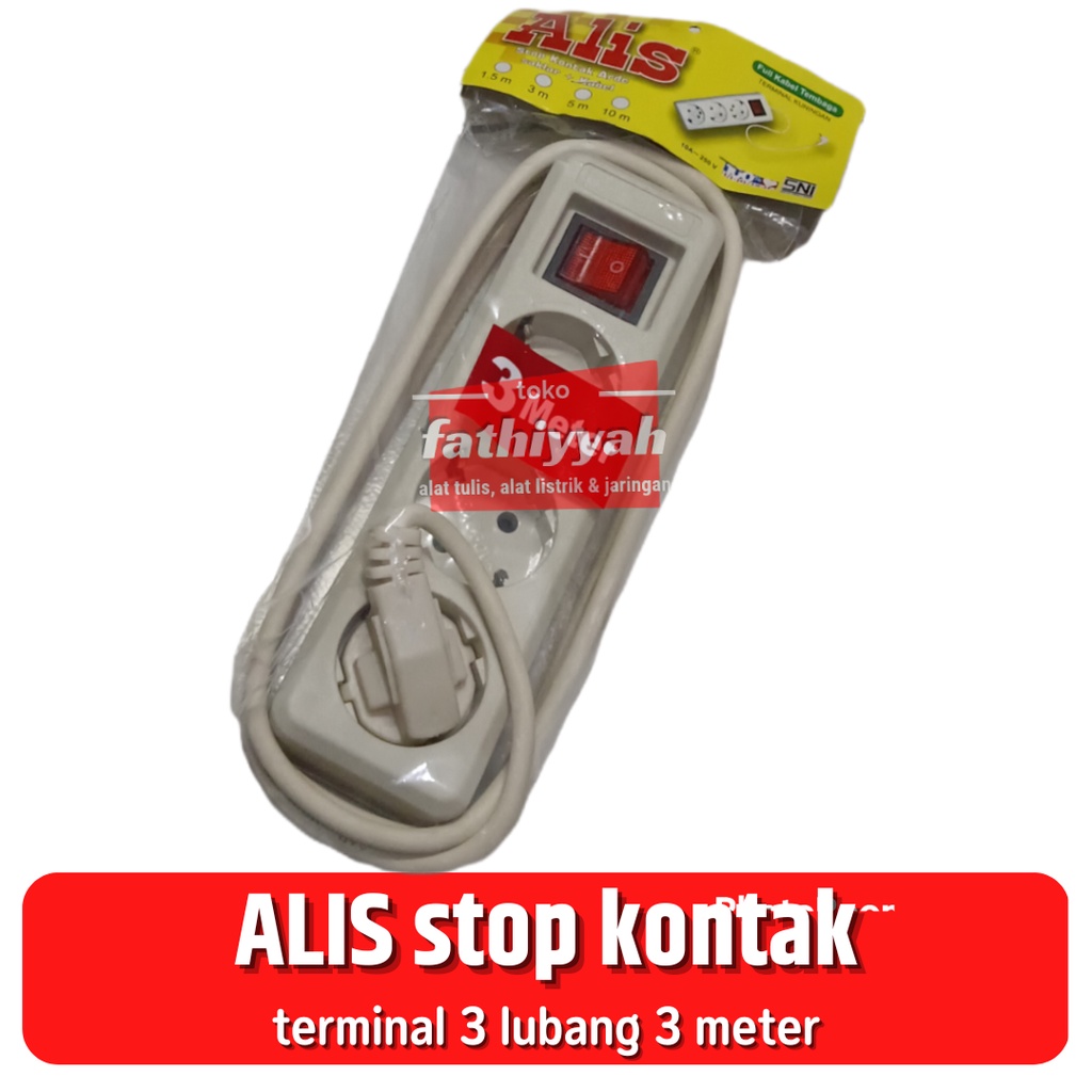 Jual ALIS terminal stop kontak 3 lubang 3 meter | Shopee Indonesia