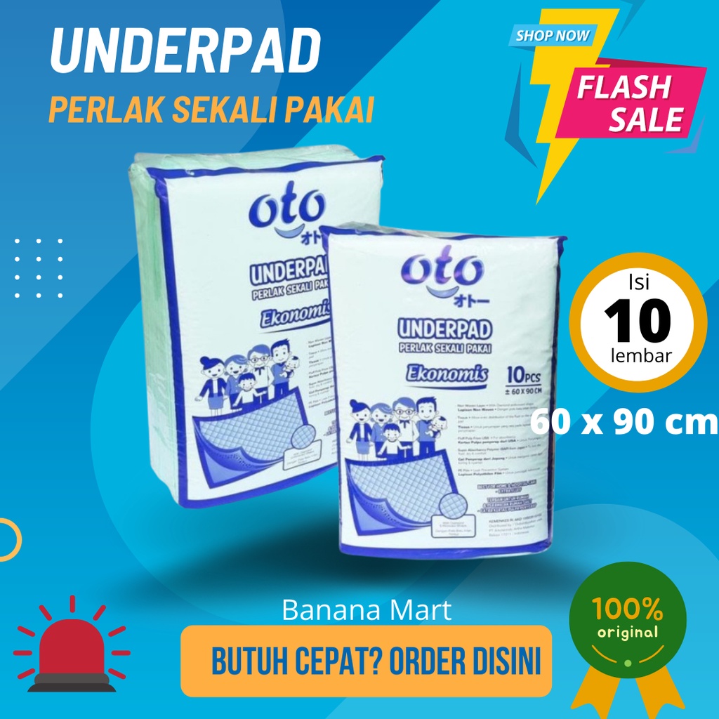 Jual UNDERPAD OTO PERLAK SEKALI PAKAI ISI 10 60 X 90 CM | Shopee Indonesia
