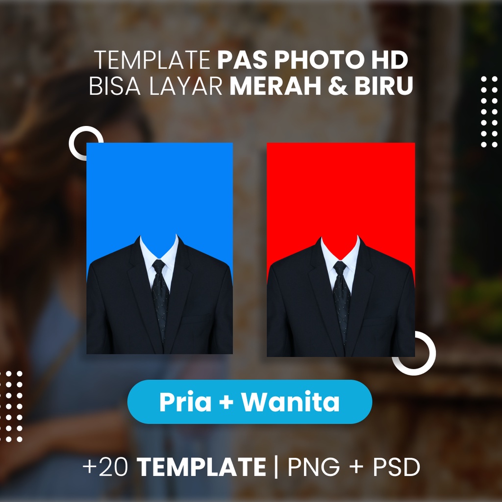 Jual 25+ Template Edit Pas Photo Pria Dan Wanita Layar Merah Dan Biru ...