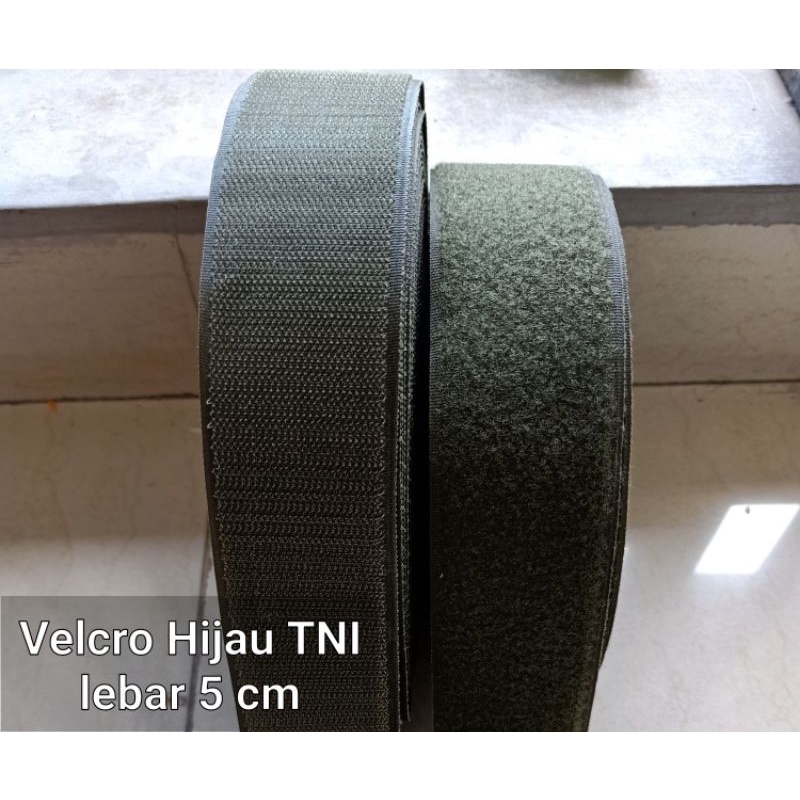 Jual Velcro lebar 5 cm hijau TNI panjang 1 mtr | Shopee Indonesia