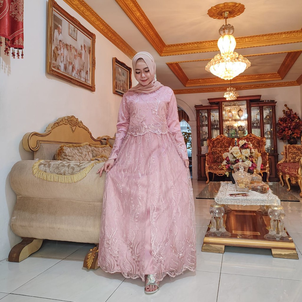 Jual Gaun Pesta Gamis Kondangan Tile Premium Namira | Shopee Indonesia