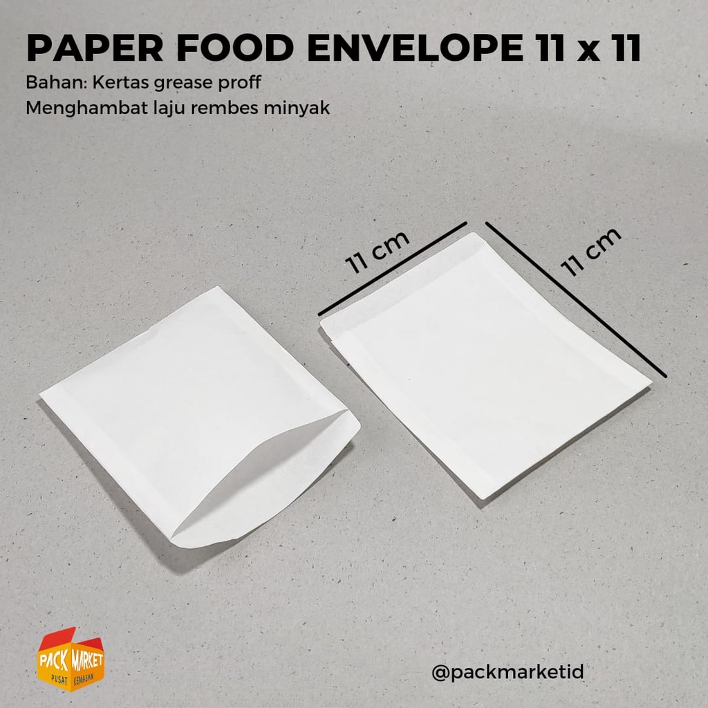 Jual PAPER FOOD BAG ENVELOPE 11X11 & 11X15 FOODGRADE PUTIH (1 pak isi ...