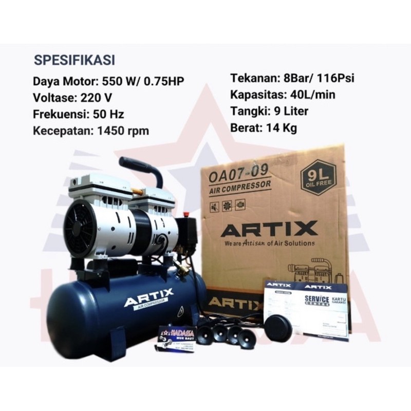 Jual Kompresor Artix 3/4 hp tanpa oli (oilless) | Shopee Indonesia